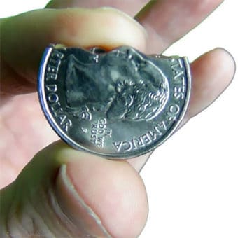 Folding Coin Trick - Bite out magic quarter -View Demo